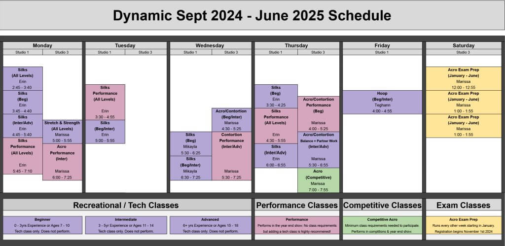 2024-2025 Classes – Dynamic Aerial & Acrobatics